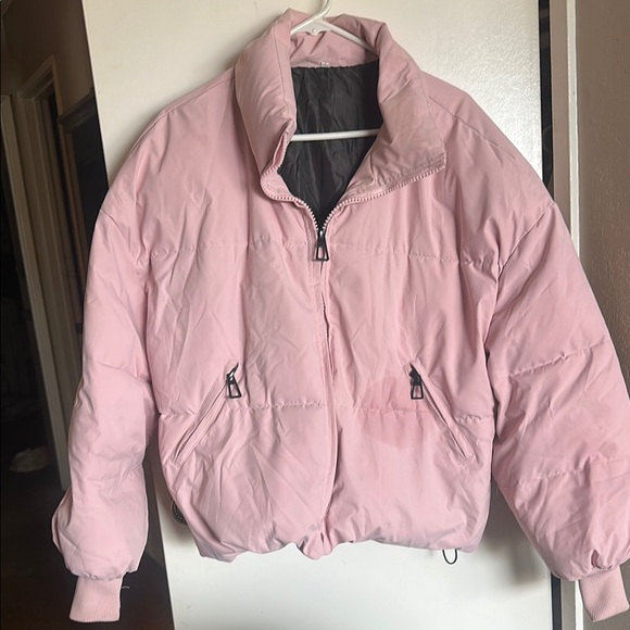 None | Jackets & Coats | Pastel Pink Quilted Puffer Jacket With ...